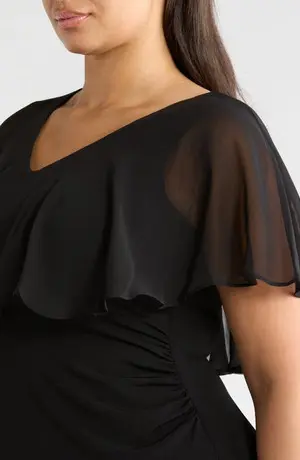 CONNECTED APPAREL Chiffon Flutter Sleeve Gown