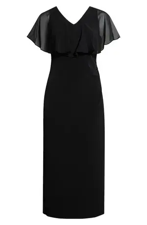 CONNECTED APPAREL Chiffon Flutter Sleeve Gown