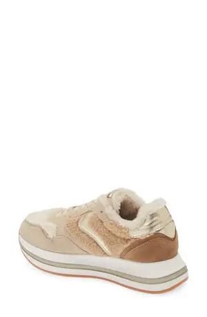 VOILE BLANCHE Melany Faux Shearling Sneakers - Beige