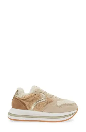VOILE BLANCHE Melany Faux Shearling Sneakers - Beige