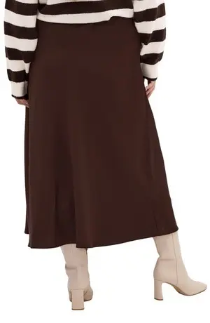 City Chic Miranda Midi Skirt - Truffle