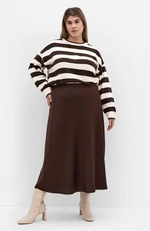 City Chic Miranda Midi Skirt - Truffle