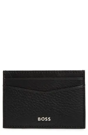Hugo New Crosstown Money Clip Leather Card Case - Black