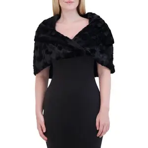 Eliza J Faux Fur Capelet - Black