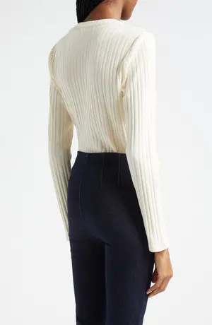 Veronica Beard Jocelyn V-neck Rib Top