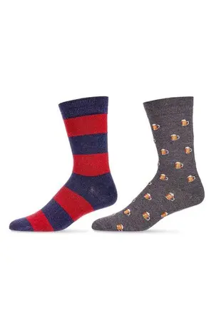 MEMOI MeMoi Assorted Crew Socks - 2-Pack Blue