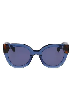 Longchamp Heritage Round Sunglasses - Blue/ Havana