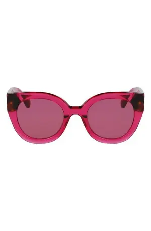 Longchamp Heritage Round Sunglasses - Cyclamen/ Havana