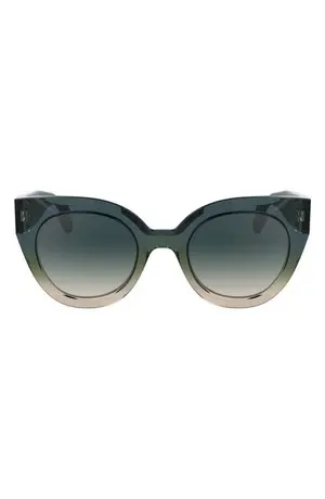 Longchamp Heritage Round Sunglasses - Transparent Gradient Blue/beig
