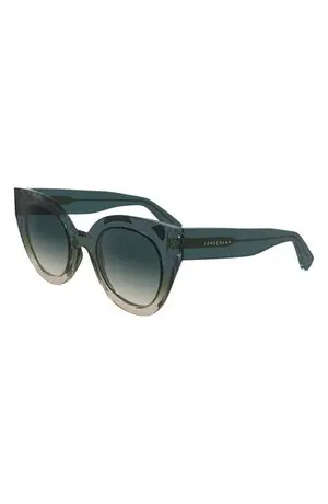 Longchamp Heritage Round Sunglasses - Transparent Gradient Blue/beig