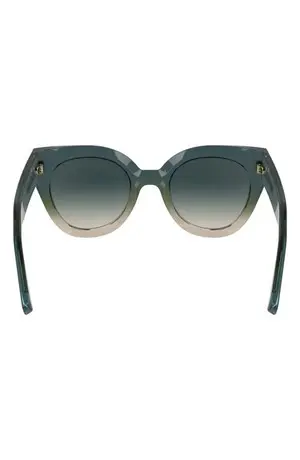Longchamp Heritage Round Sunglasses - Transparent Gradient Blue/beig