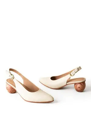 HUMA BLANCO Canela Slingback Pumps - Bone