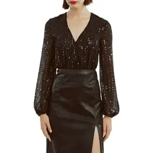 Bardot Sequin Wrap Front Bodysuit