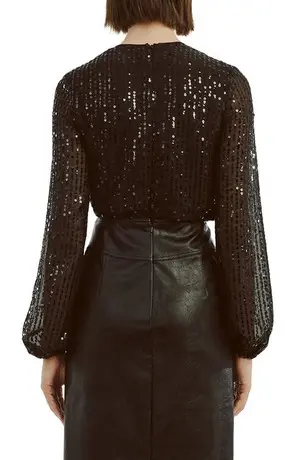 Bardot Sequin Wrap Front Bodysuit