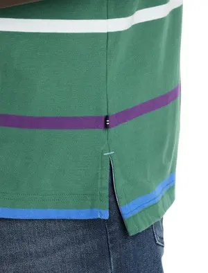 NAUTICA Big & Tall Striped Rugby Polo Shirt - Greenleaf