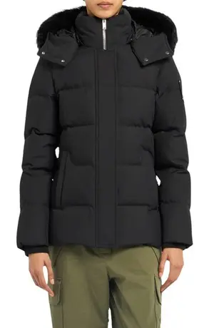Moose Knuckles Cloud 3q Down Puffer Jacket With Shearling Trim