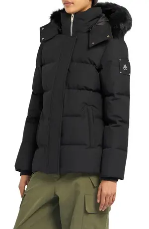 Moose Knuckles Cloud 3q Down Puffer Jacket With Shearling Trim