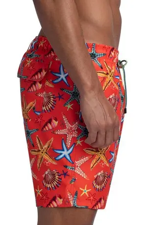 Bugatchi Starfish Shell Print Swim Trunks