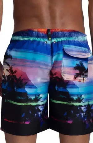 Bugatchi Printed Swim Trunks