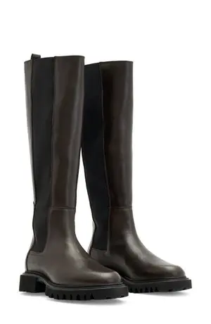 ALLSAINTS Maeve Knee High Boots - Dark Brown