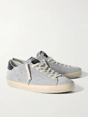 GOLDEN GOOSE Super-star Distressed Suede Sneakers - Gray