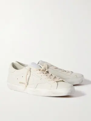 GOLDEN GOOSE Super-star Distressed Leather Sneakers - White