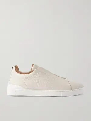 Zegna Triple Stitch™ Shearling-lined Leather Sneakers - Neutrals