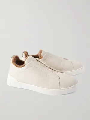 Zegna Triple Stitch™ Shearling-lined Leather Sneakers - Neutrals