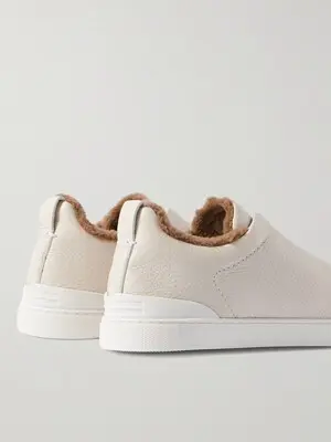 Zegna Triple Stitch™ Shearling-lined Leather Sneakers - Neutrals