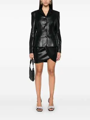 ROTATE BY BIRGER CHRISTENSEN Draped Faux Leather Mini Skirt