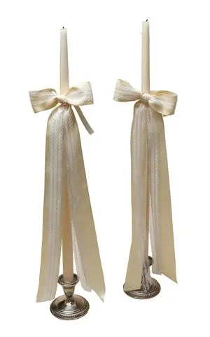 GOHAR WORLD Taper Candle With Lace Bow - Multi