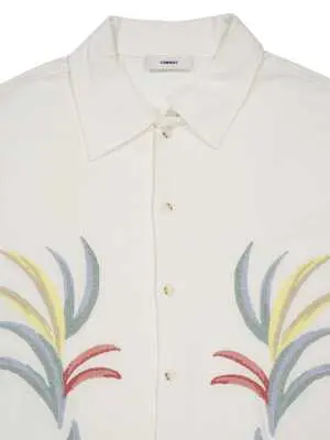 Commas Embroidered Camp-collar Shirt - Neutrals