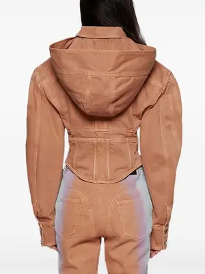 MUGLER Corseted Denim Jacket - Brown
