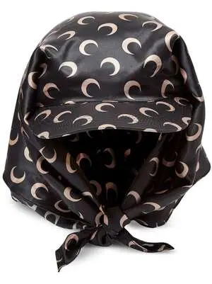 MARINE SERRE Crescent Moon Print Silk Cap - Black