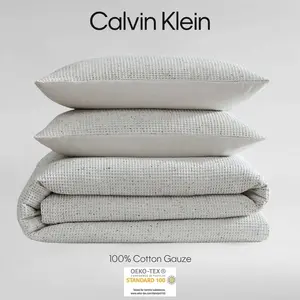 Calvin Klein Speckled Waffle Cotton 3 Piece Duvet Cover Set