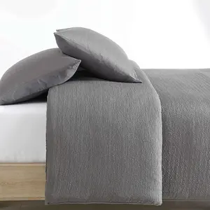 Calvin Klein Seersucker 3 Piece Duvet Cover Set - Graphite
