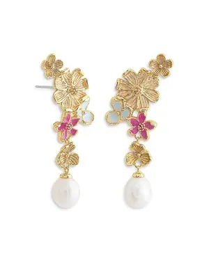 ANABEL ARAM Wildflower Cultured Pearl Drop Earrings - White/gold