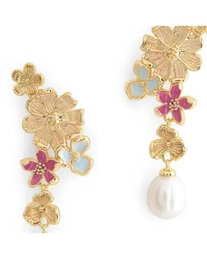 ANABEL ARAM Wildflower Cultured Pearl Drop Earrings - White/gold