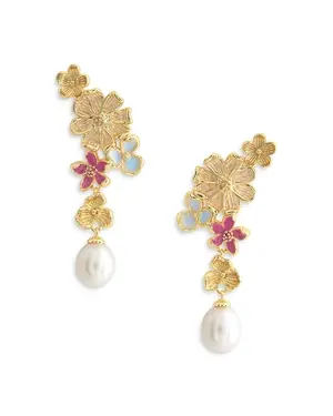 ANABEL ARAM Wildflower Cultured Pearl Drop Earrings - White/gold