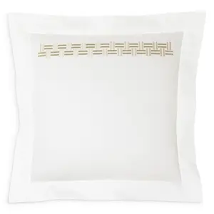 Frette Basketweave Embroidery Sham, Euro - Tranquil Green/beige