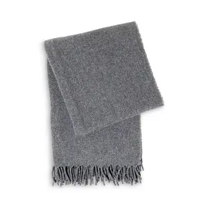 Frette Boucle Silk, Wool, Cashmere Fringed Throw Blanket, 51 X 74 Exclusive - Light Grey