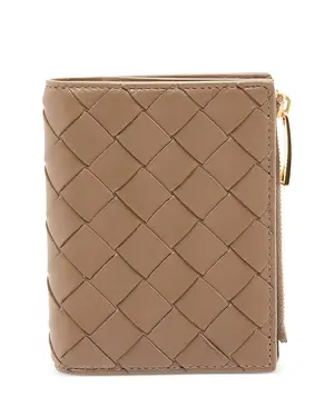 Bottega Veneta Intrecciato 15 Small Bi Fold Wallet Pinecone/gold