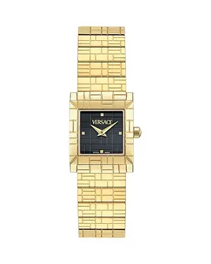 Versace Mosaic Watch, 22mm X 32mm - Black/gold
