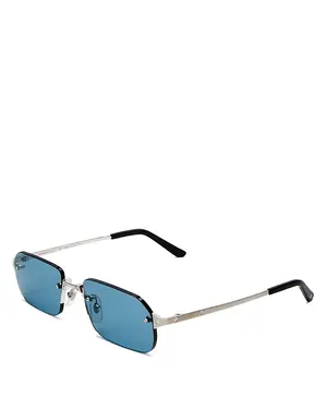 CARTIER Cartier 55mm Square Frame Sunglasses Silver/blue Solid