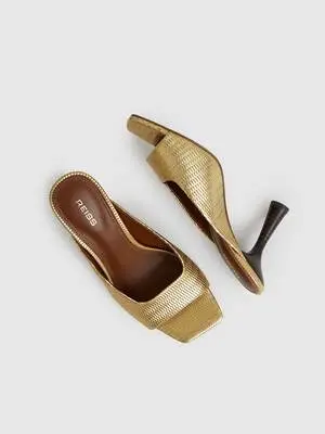 REISS Leather Heeled Mules