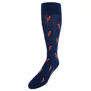 Trafalgar Polly The Parrot" Merino Wool Mid-calf Socks - Navy