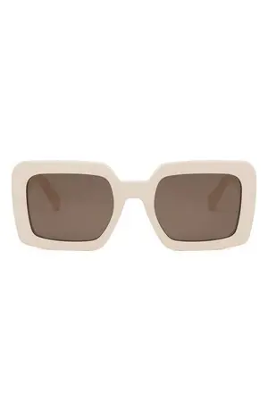 Celine CELINE Triomphe 56mm Square Sunglasses Ivory / Brown