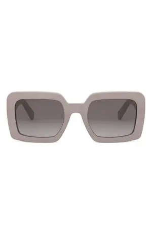 Celine Triomphe 56mm Square Sunglasses - Shiny Light Brown / Brown