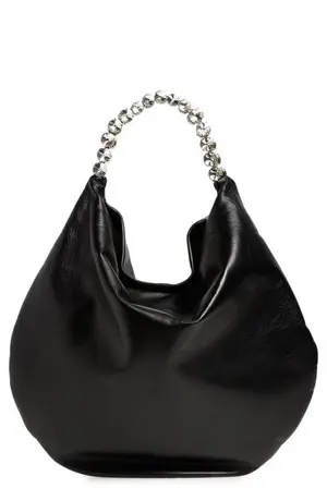 L’ALINGI Large Leather Hobo Bag With Crystal Handle