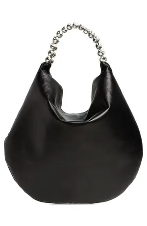 L’ALINGI Large Leather Hobo Bag With Crystal Handle